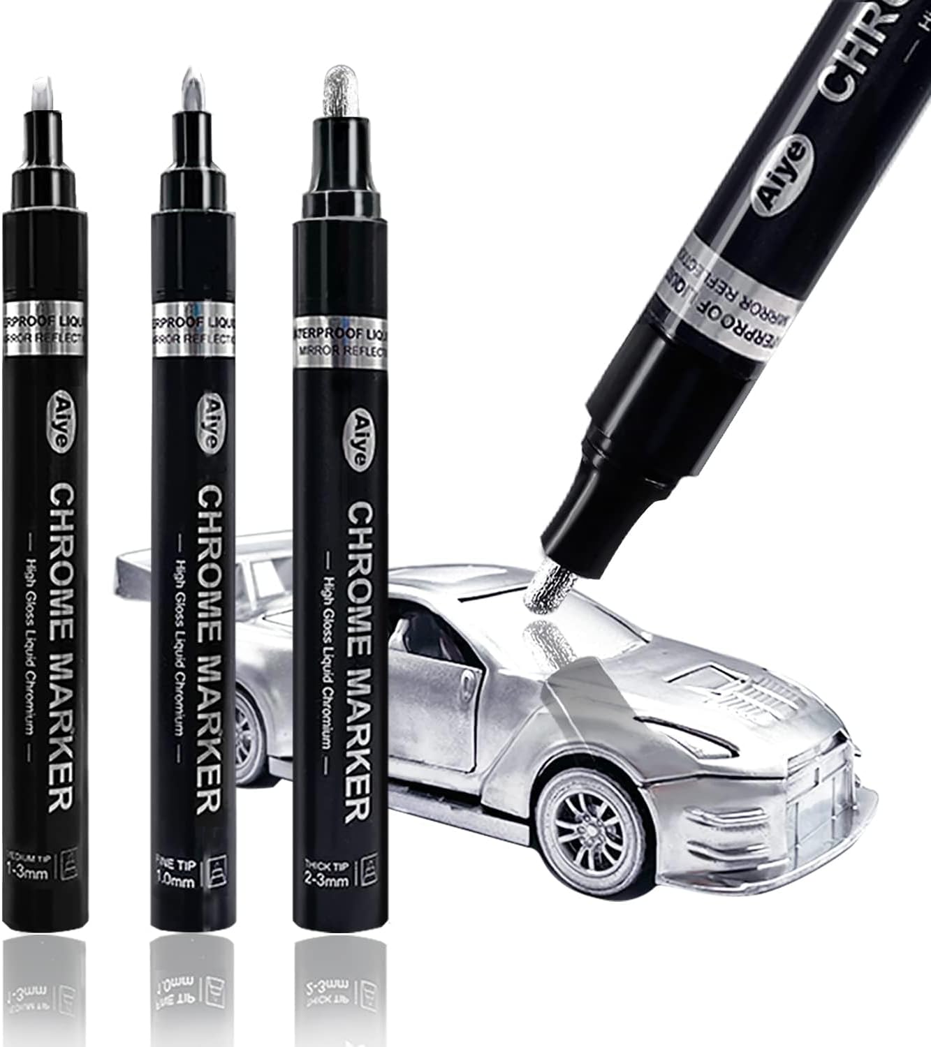 PeaMirmy Liquid Chrome Silver Marker Metallic Pens, 3PCS DIY Silver ...