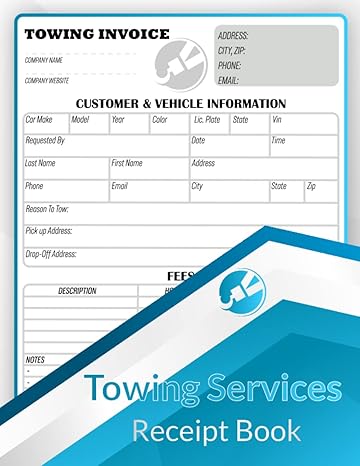 Tow Services Receipt Book: Tow Detailed Work Order Form Book For Trucks ...