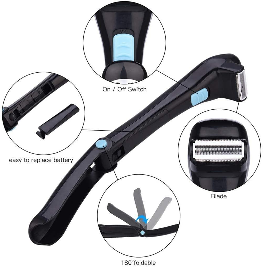 YOPOTIKA Electric Back Hair Shaver, Cordless Body Shaver, Foldable Men ...