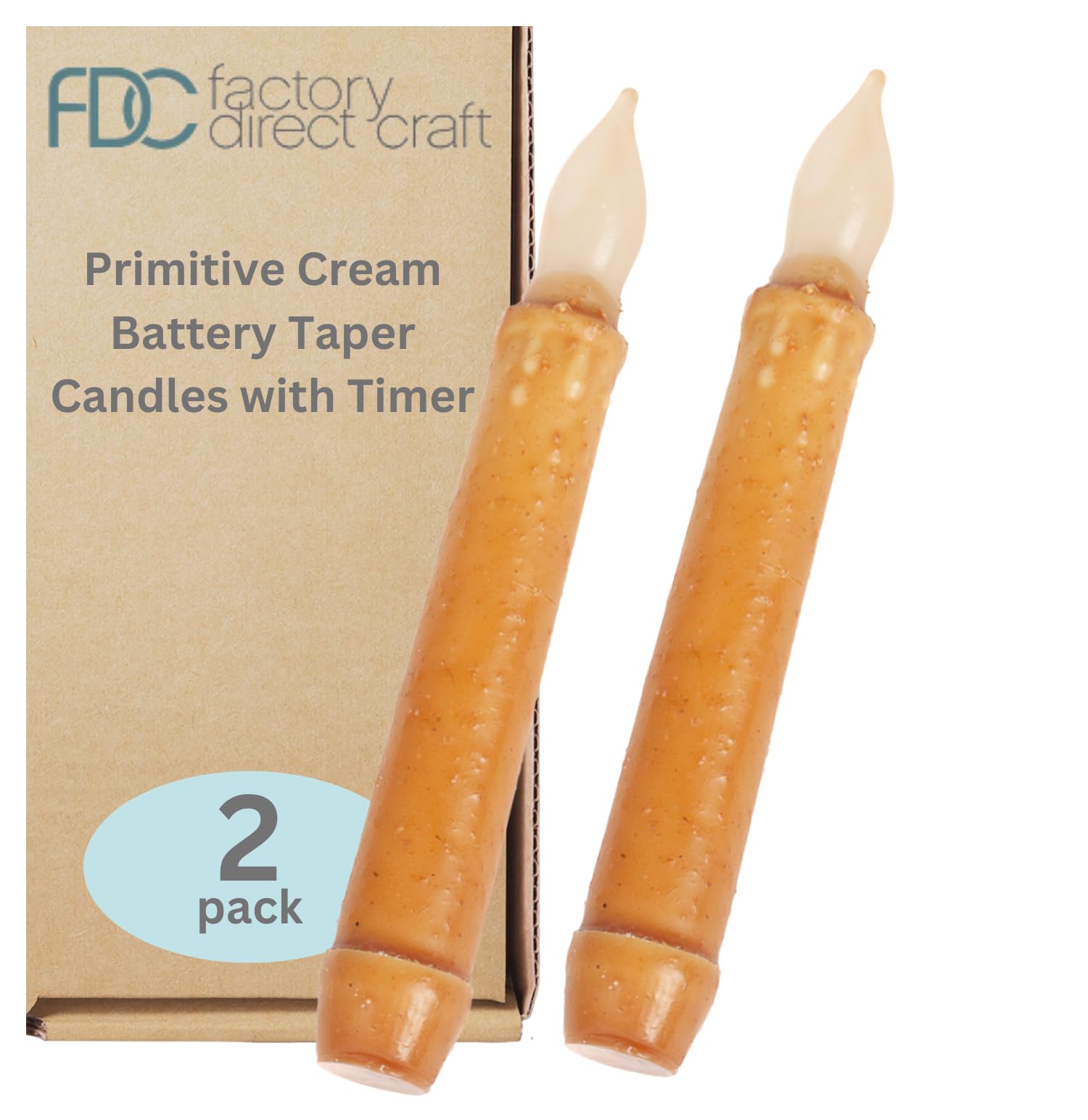 Amazon.com: Factory Direct Craft Pack of 2 Primitive Cream Battery ...