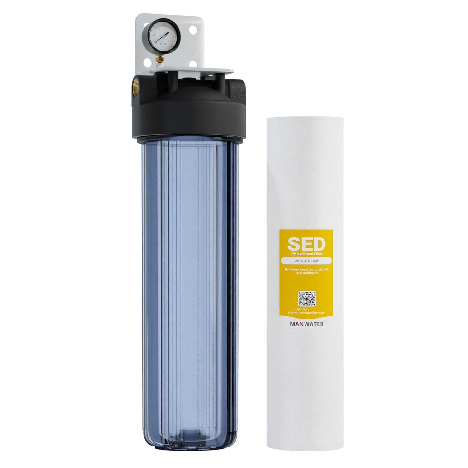 20" x 4.5" Whole House 1 Stage Water Filter System, Clear Filter ...