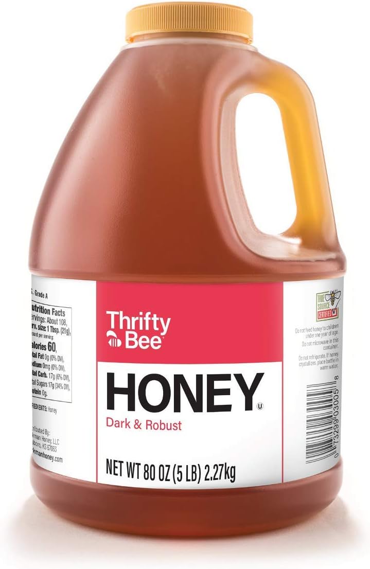 Amazon.com : Thrifty Bee Honey, 80 Ounce (5 LB) Large Bulk Honey Jug ...