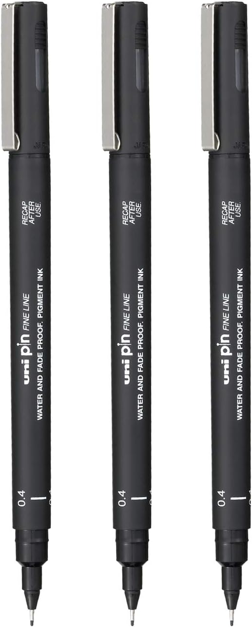 uni-Ball PIN-200 0.4mm Fineliner Drawing Pen | Water & Fade Proof ...