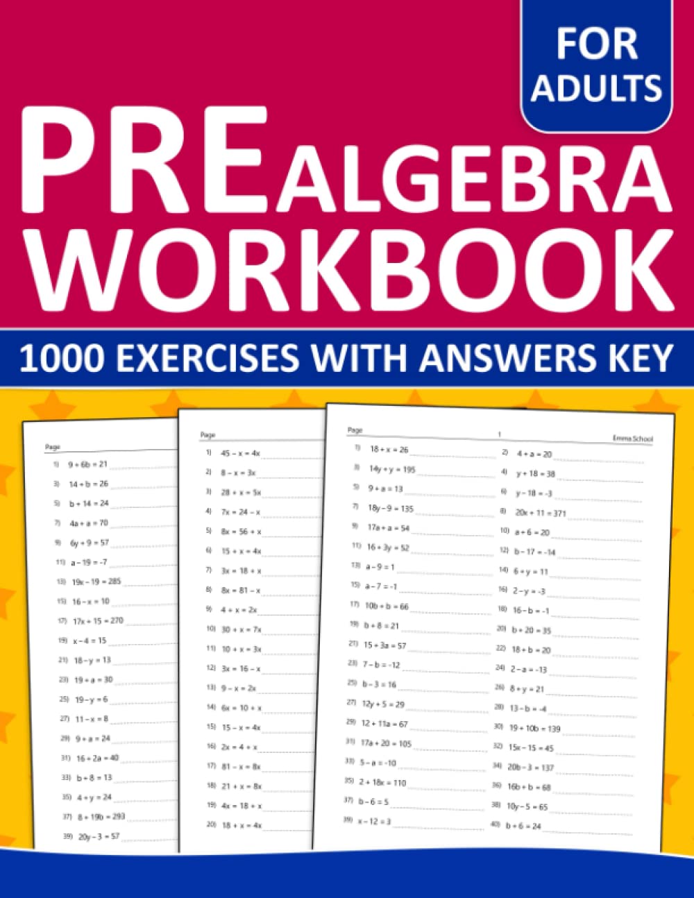 Pre Algebra Workbook For Adults: Pre Algebra Practice Workbook For ...