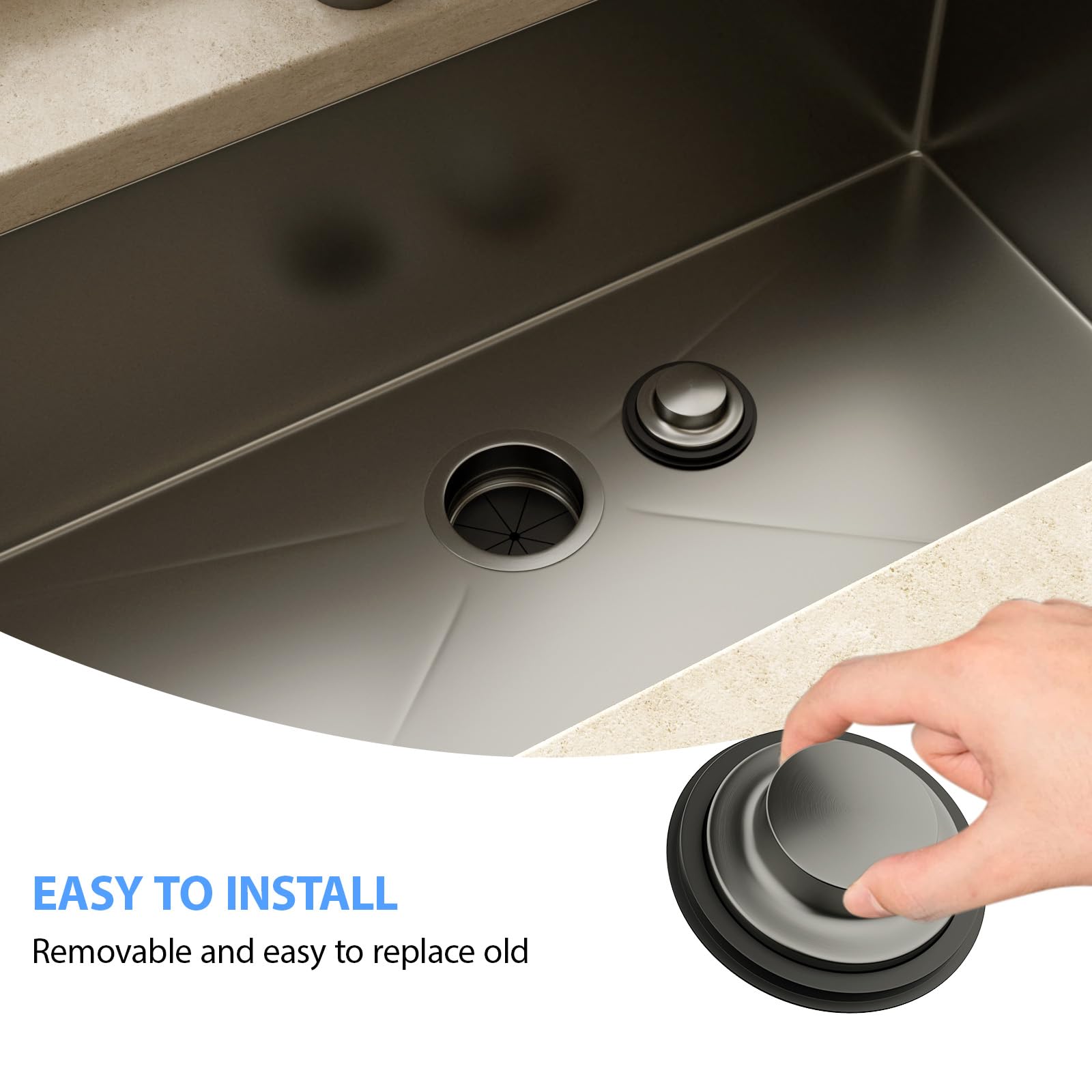 Snapklik.com : Kitchen Sink Stopper Flange Gunmetal Black Stainless ...