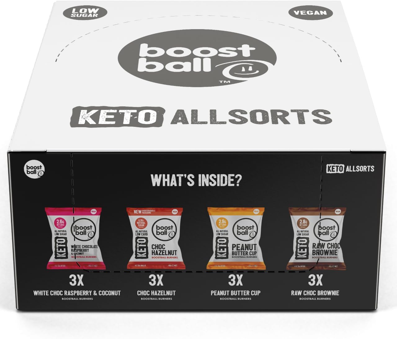 Boostballs Keto Snacks, 12 Pack Mixed Variety Bites, Low Carb & Sugar ...