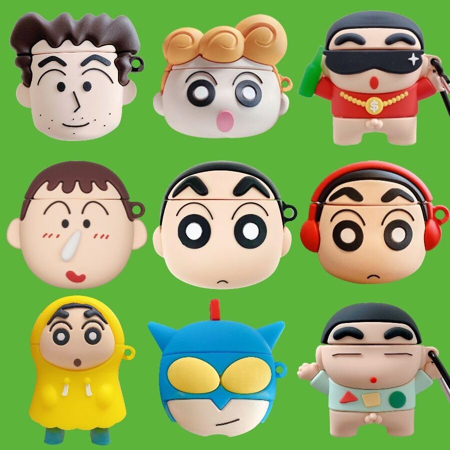 Amazon.com: Soft Silicone Case with Keychain for Apple Crayon Shin-chan ...