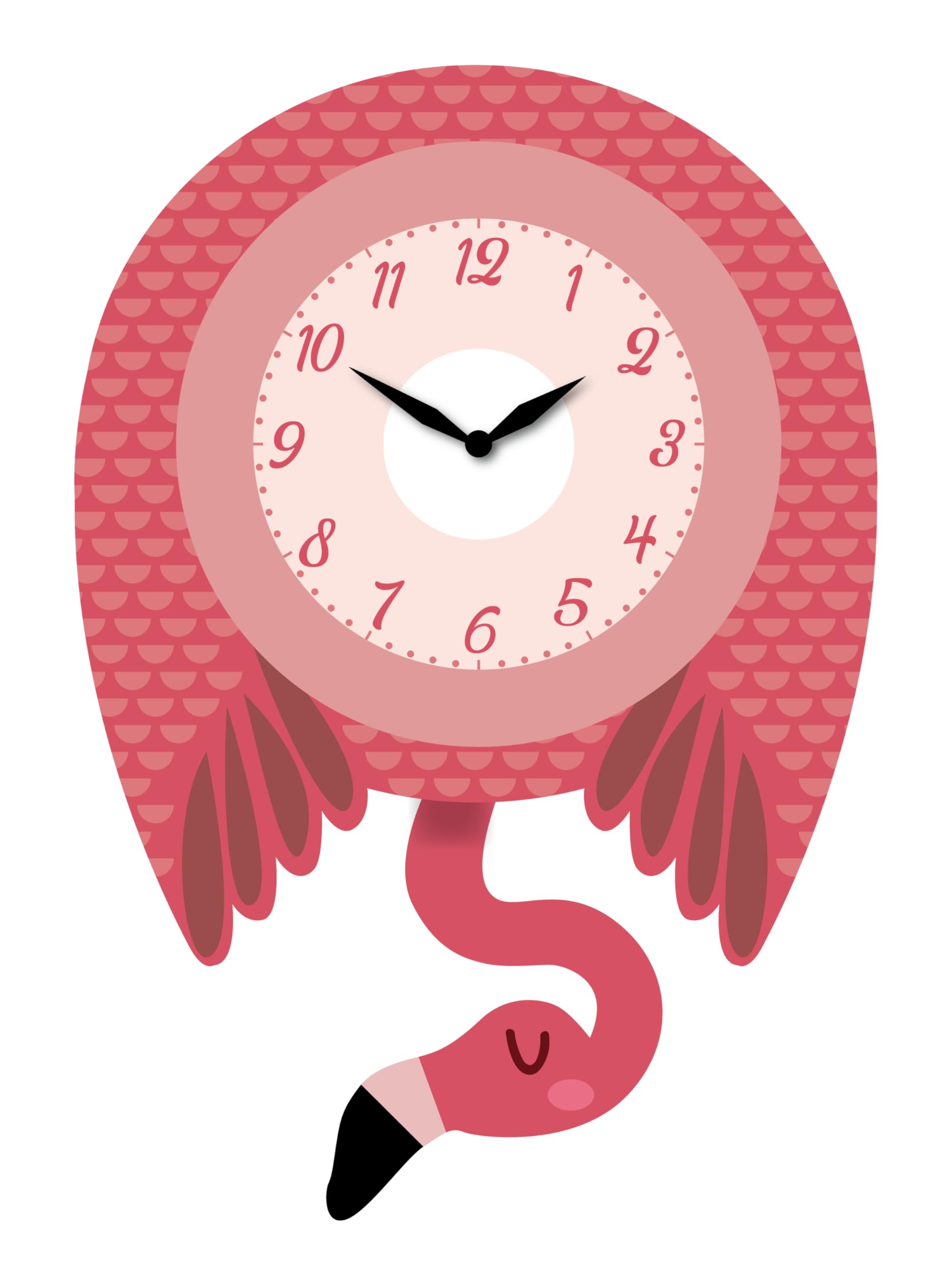 Amazon.com: Charming Cartoon-Style Pink Flamingo Pendulum Wall Clock ...