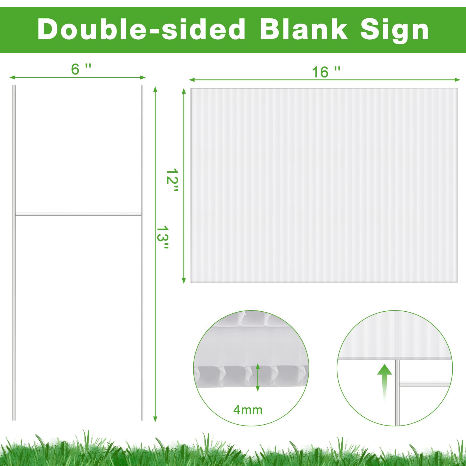 20 Pack Blank Yard Signs with 20 H Metal Stakes Plastic Lawn Signs for ...