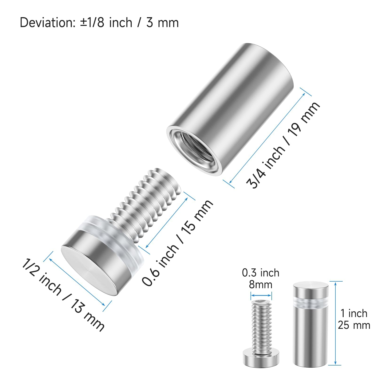 Snapklik.com : LuckIn 8 Pack Standoff Screws For Acrylic