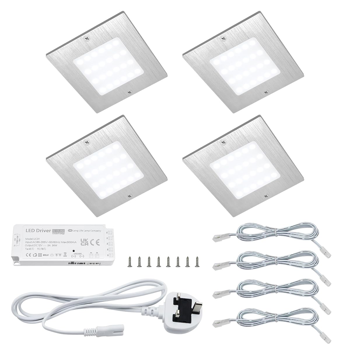 Long Life Lamp Company 20w LED Under Cabinet Kitchen Lights Slim Square ...