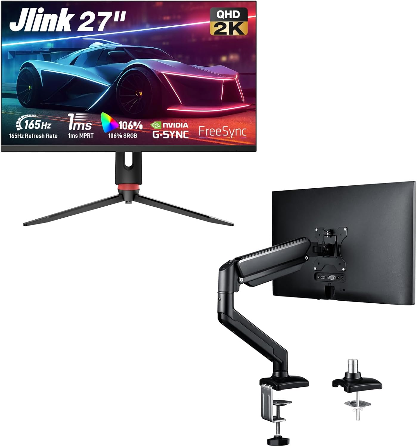 Amazon.com: Jlink 27" Gaming Monitor with Single Monitor Mount, 165Hz ...