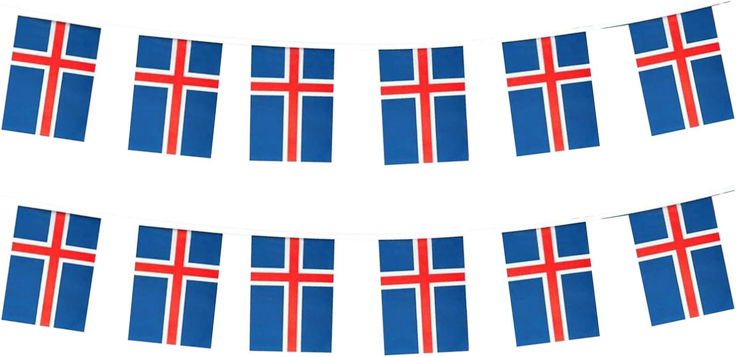 Amazon.com: Iceland String Flag, Icelandic Flag Banner Bright Color ...