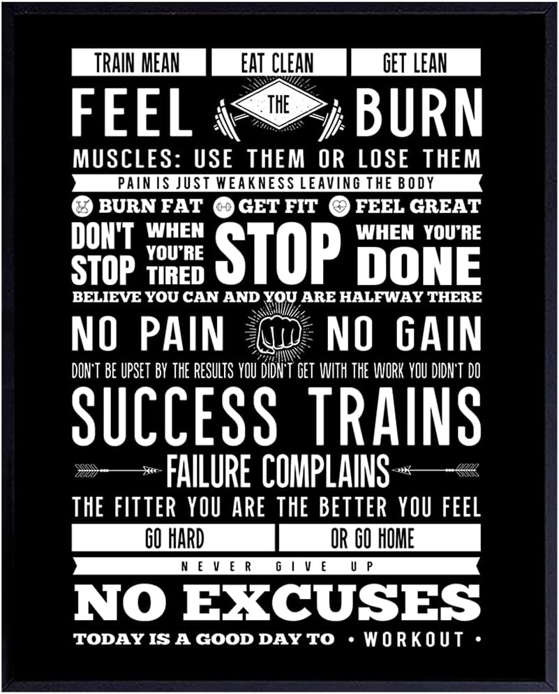 Amazon.com: Motivational Workout Typography Art Print - Inspirational ...