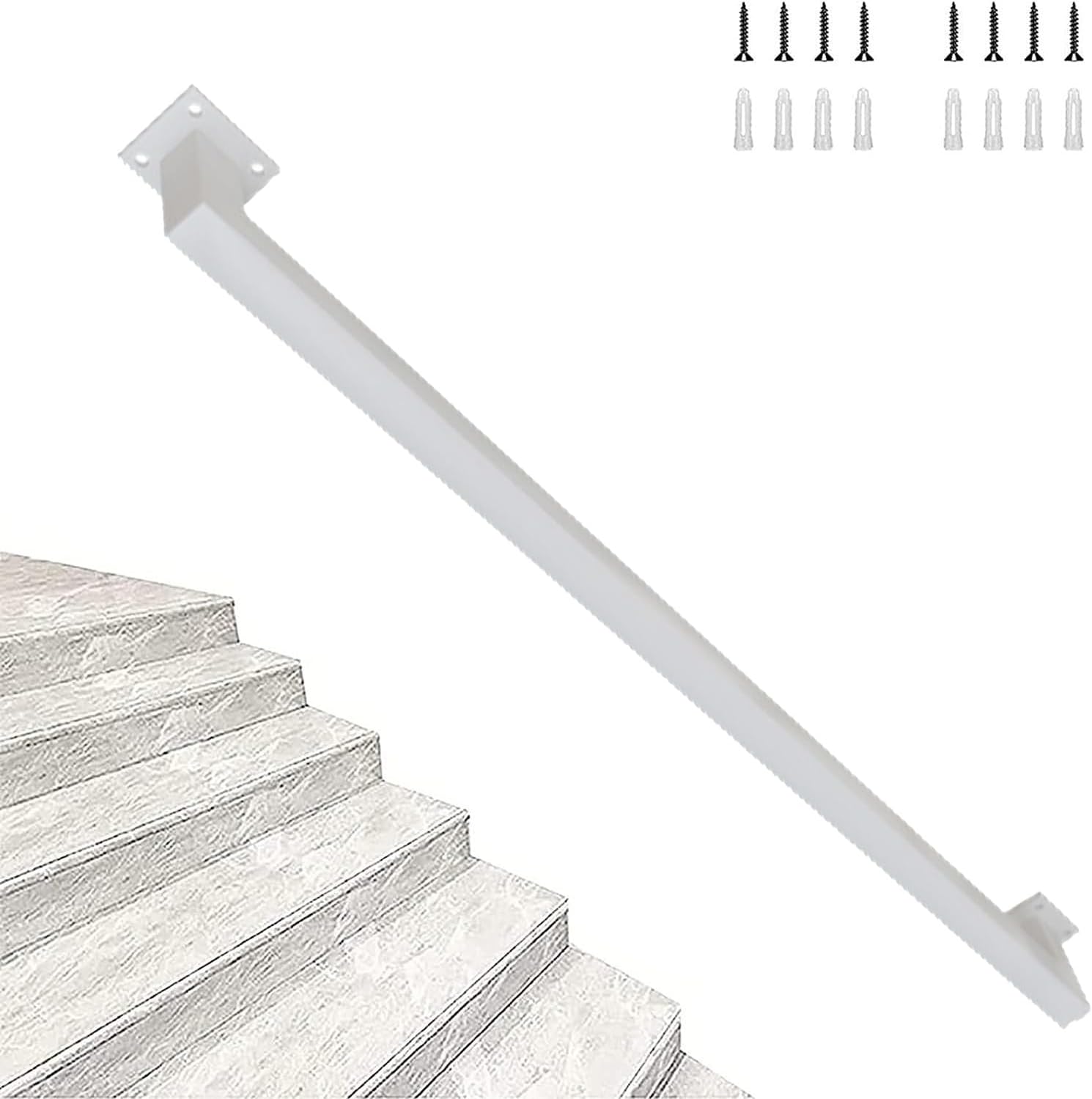 Metal Staircase Handrail Grab Bar Kit, Stair Handrail Industrial Iron ...