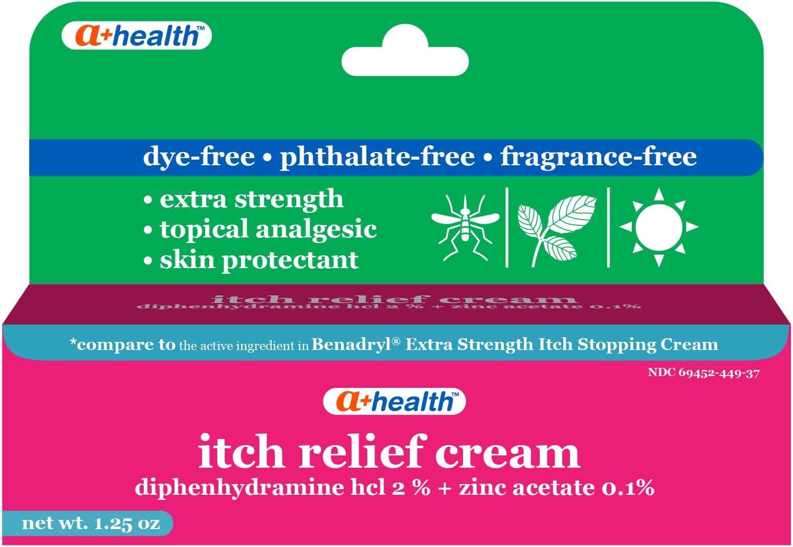 Amazon.com : A+Health Itch Relief Cream Extra Strength Diphenhydramine ...