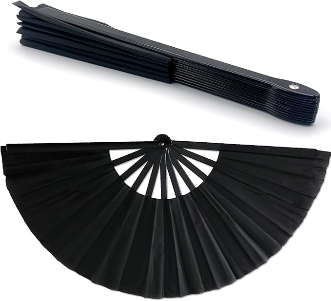 Amazon.com: BIDEX Large Folding Hand Fan 13.4", Nylon Fabric Rave Clack ...
