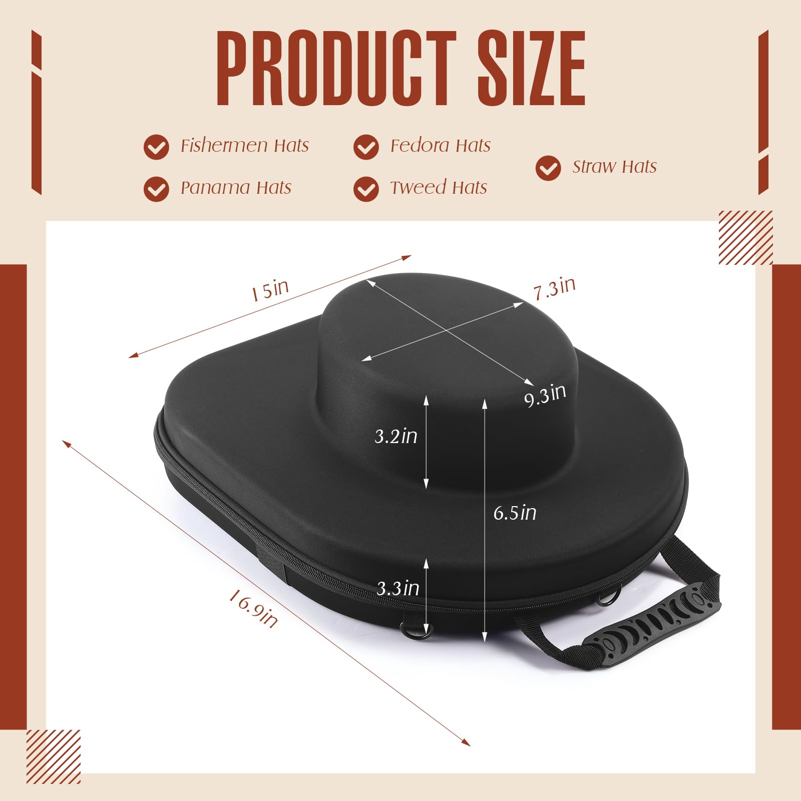 Paterr 2 Pcs Cowboy Hat Holder for Travel,Crush Proof Hat Carrier Case ...