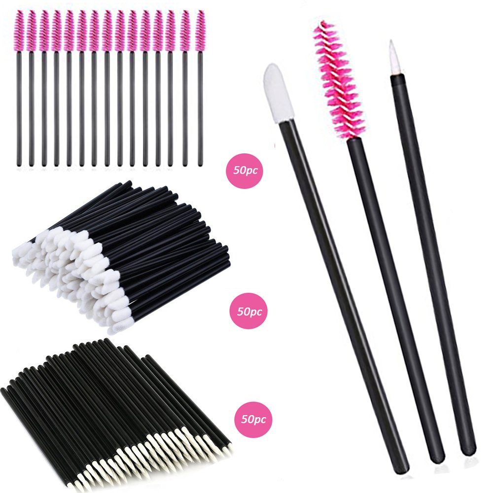 Amazon.com: Lemoncy 150 Pieces Disposable Eyebrow Eyelash Mascara Brush ...