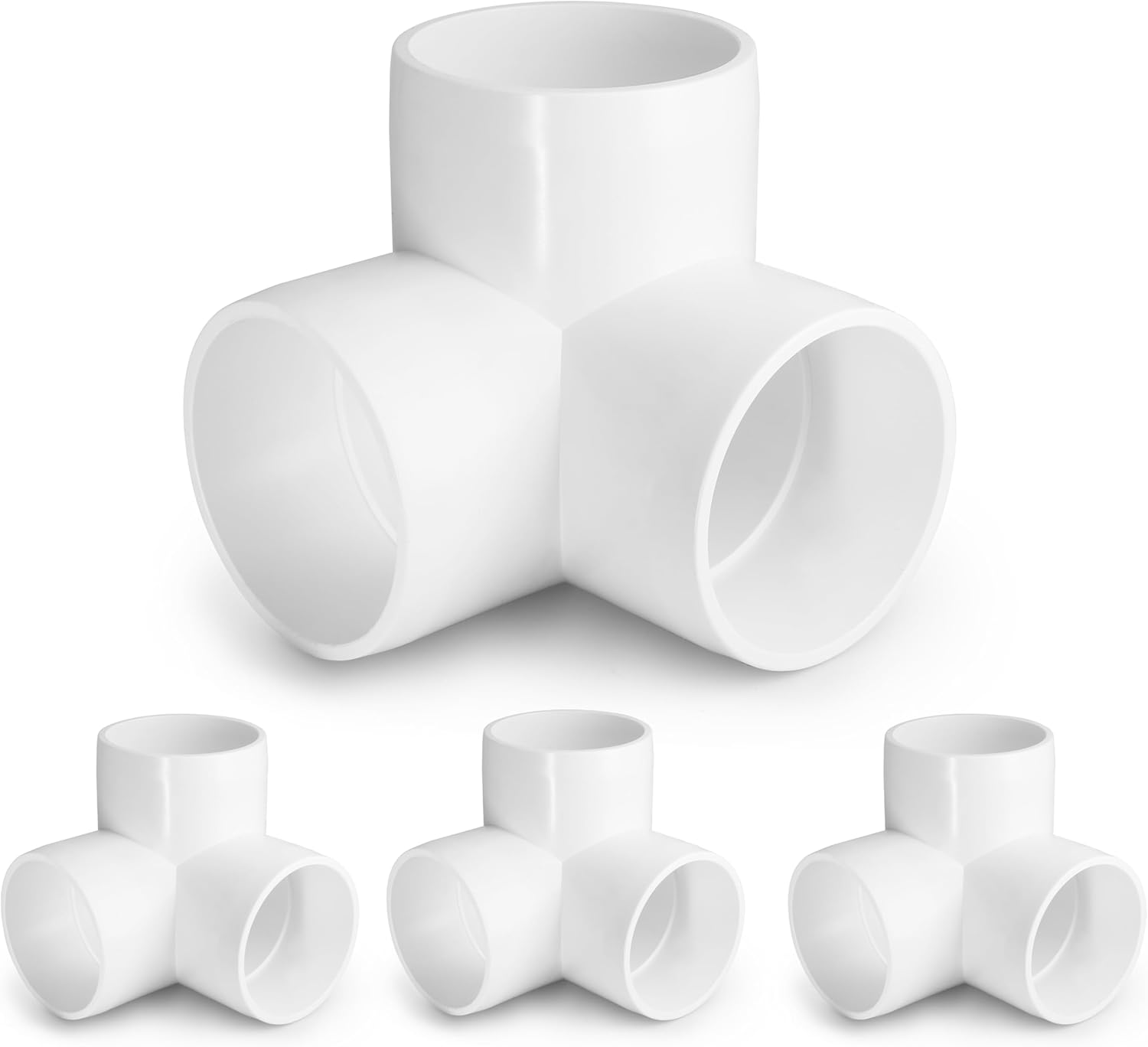 3 Way PVC Pipe Fittings 2 Inch, Zernmiarder White PVC Elbow Corner Side Outlet Tee Fitting ...