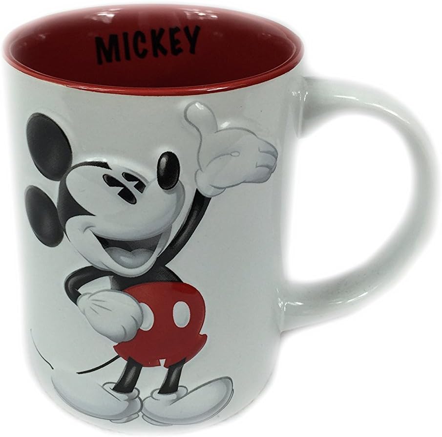 FUNKIDS 1754-17 Taza para Café con Tapa Disney Mickey Mouse de Cerámica de 385 Mililitros ...