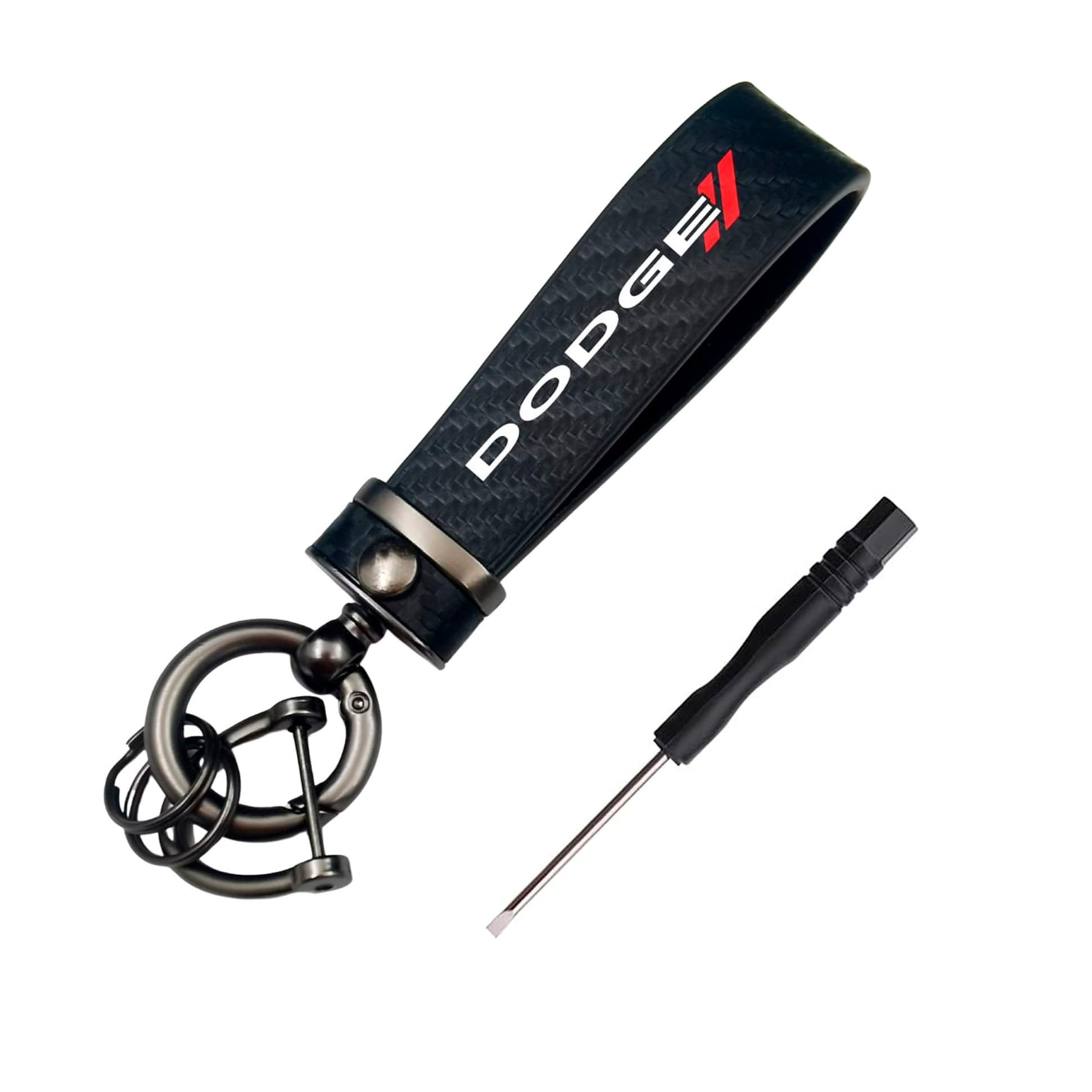 Amazon.com: GINBI Carbon Fiber Leather Car Keychain for Dodge Charger ...