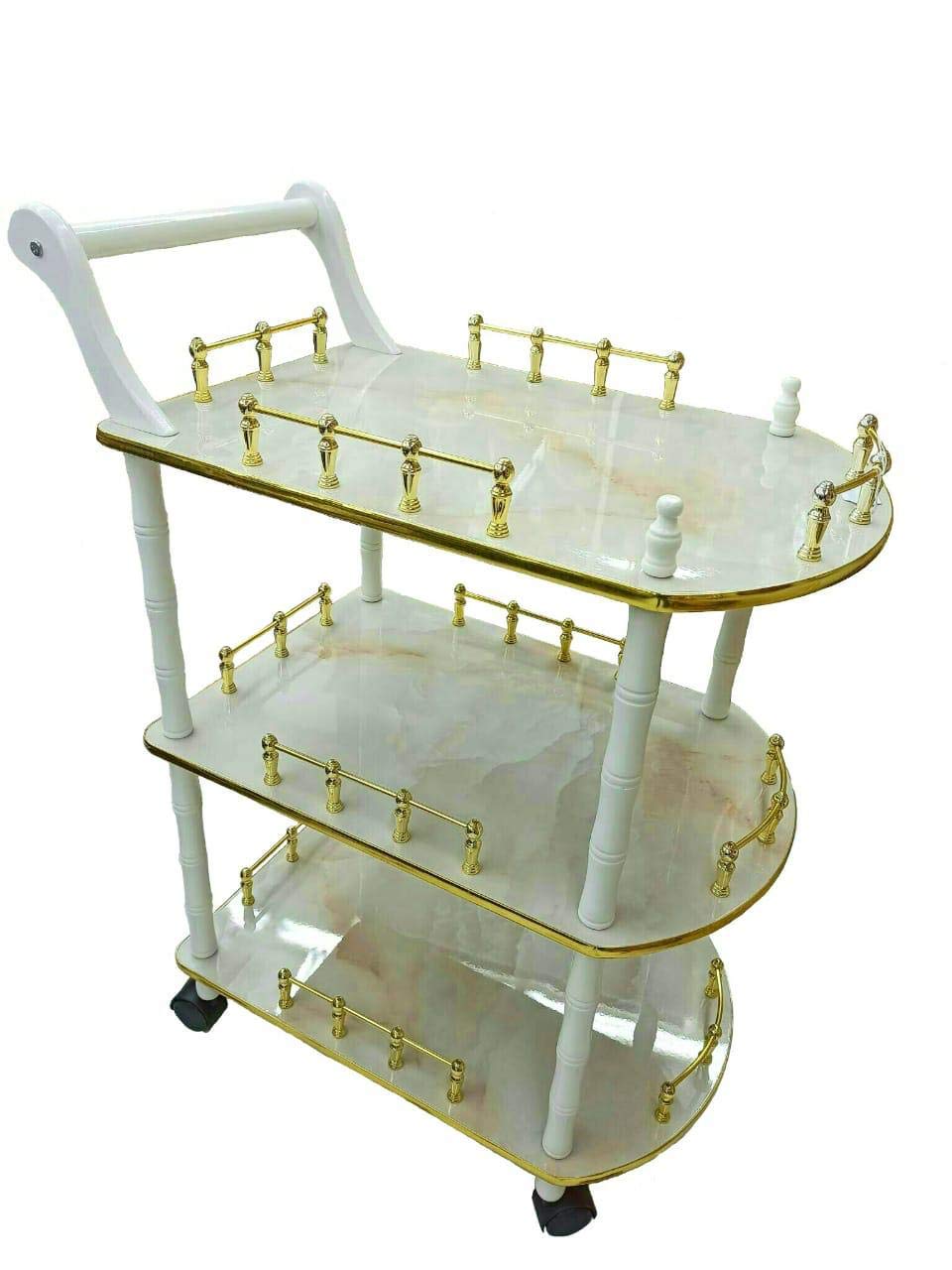 Buy Gold Marble Finish Three-Tier Serving Tea Cart Online at ...