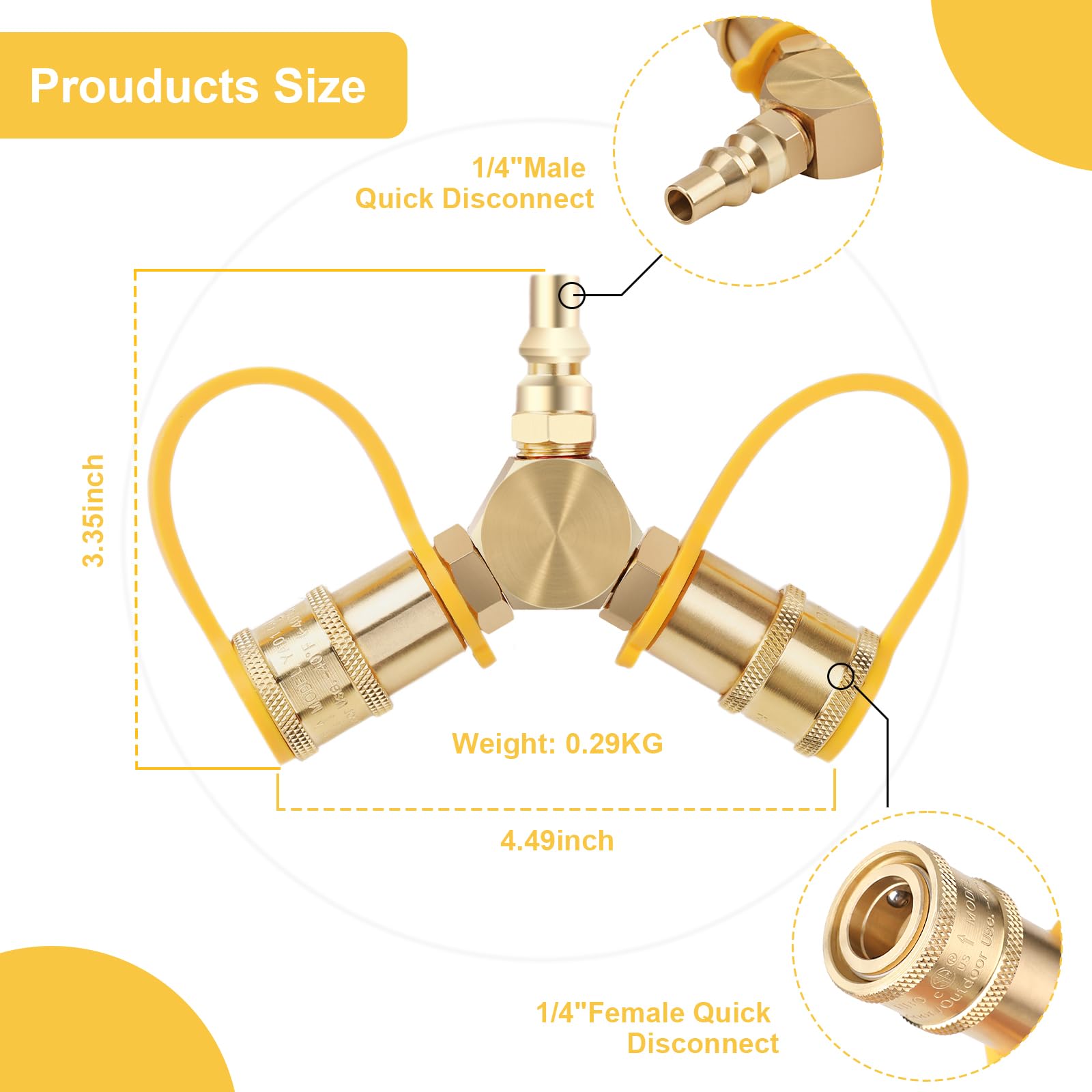 Snapklik.com : FEITON 1/4" Y-Splitter Quick Connect Fitting Propane ...