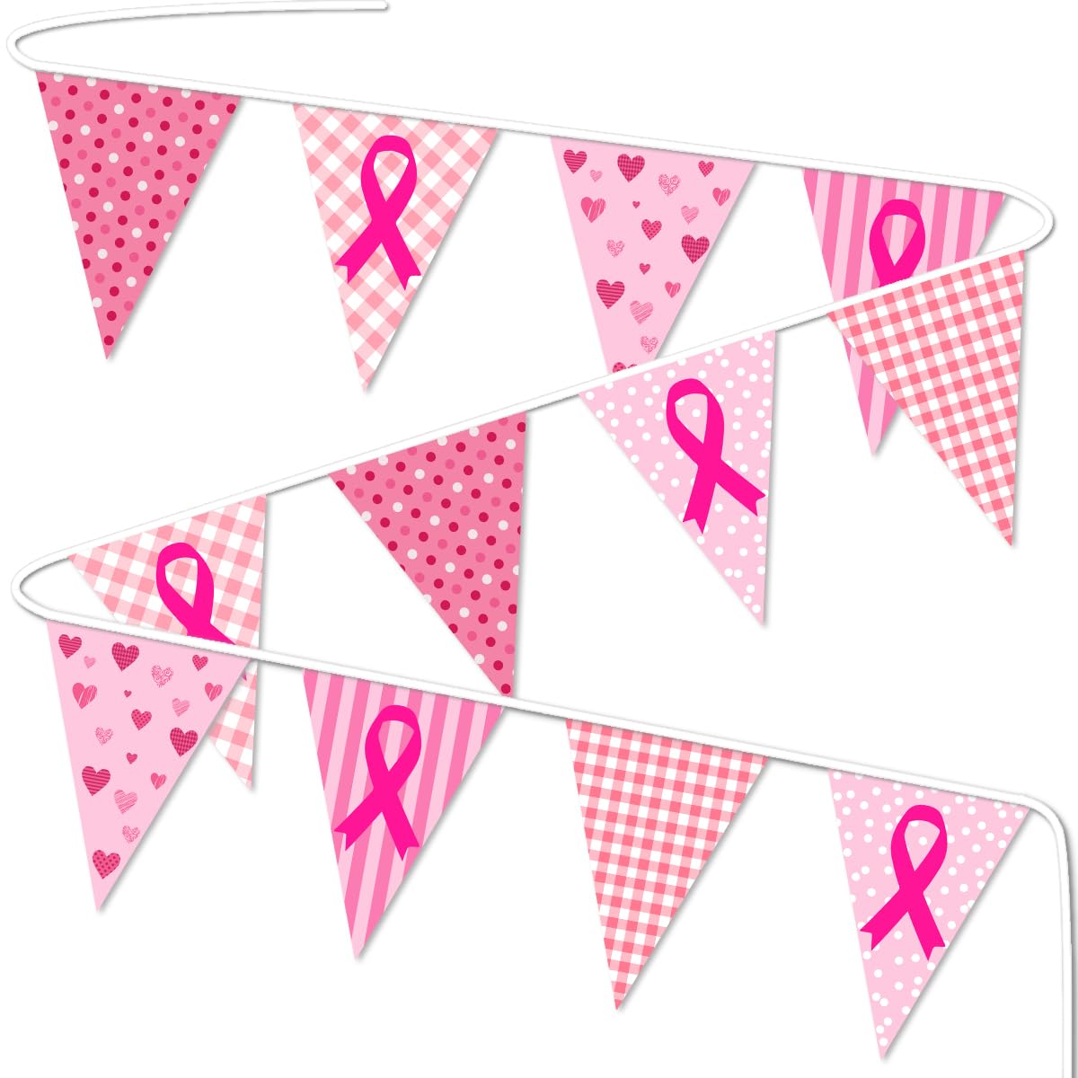 Amazon.com: Breast Cancer Pennant Banner for Pink Ribbon Party Indoor ...