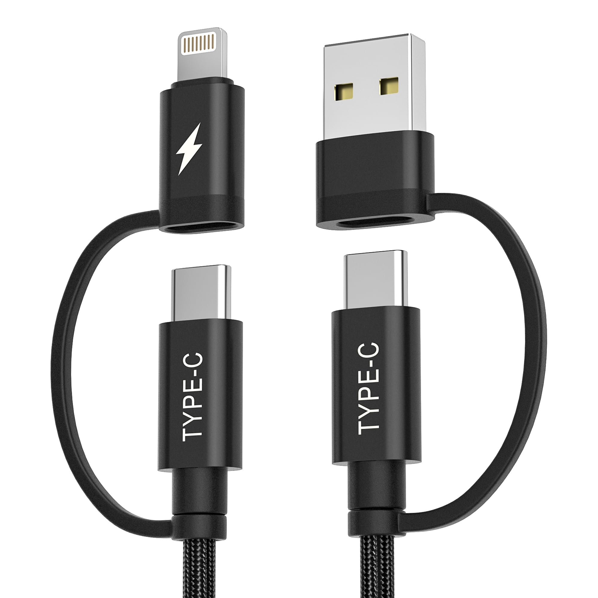 Basesailor 4-in-1 USB C to Type C cable 2M,60W Fast Charging Multi ...