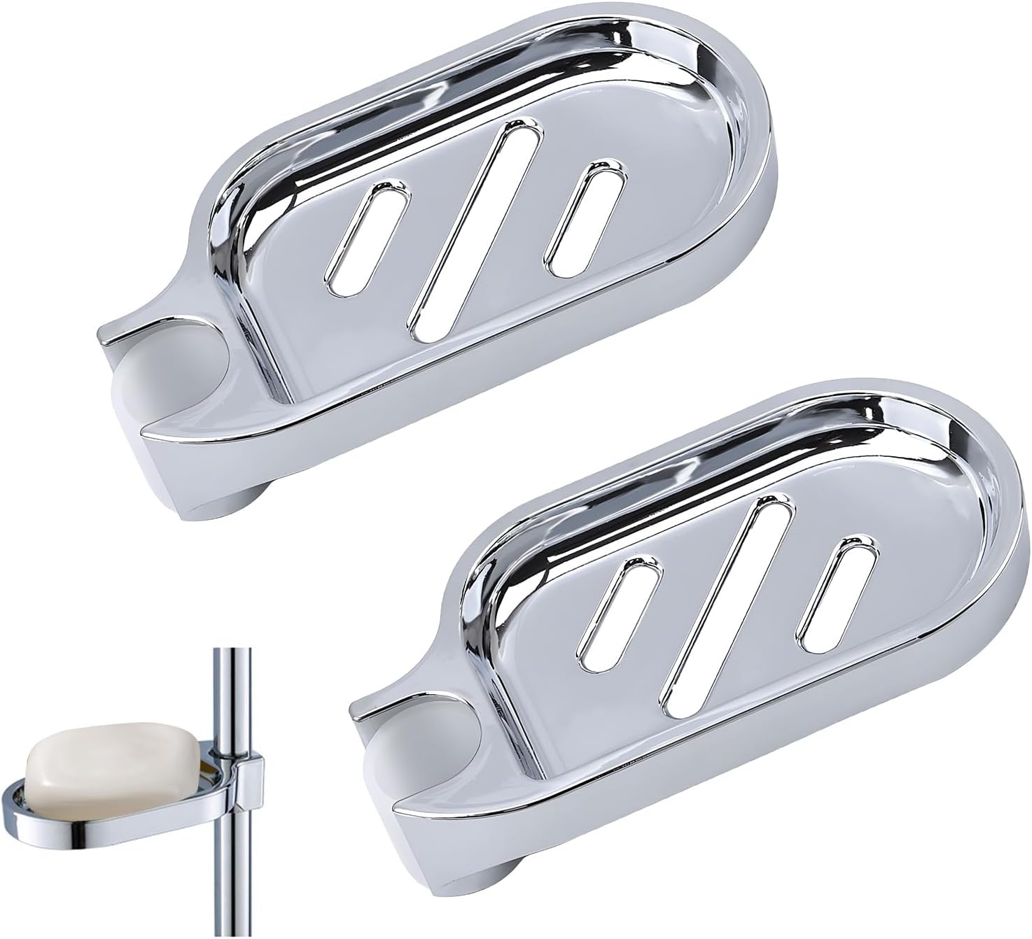 2Pcs Shower Rail Soap Holder, 22mm Clip-on Bathroom Soap Dish ...