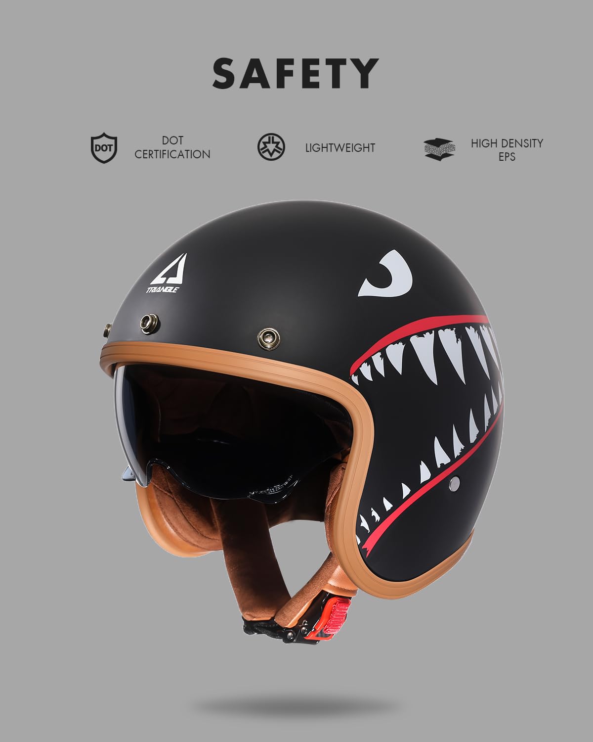 Snapklik.com : TRIANGLE 3/4 Open Face Motorcycle Helmet Retro Scooter ...