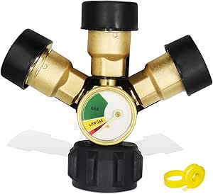 Amazon.com : Aekops 3 Way Propane Splitter QCC/POL with Gauge and Shut ...