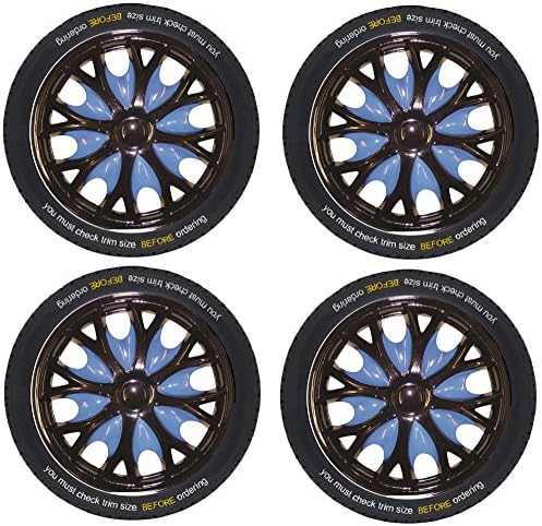XtremeAuto® Black Silver Blue Red Wheel Trim Set x 4 (14" COMET BLACK ...
