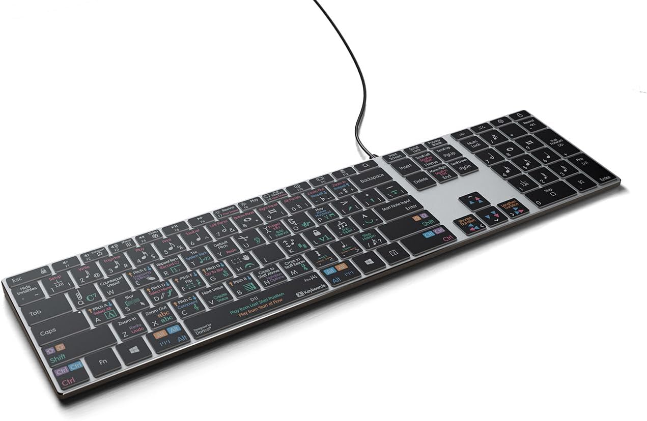 Amazon | KB Covers Dorico バックライト付きプロアルミニウムキーボード - Windows - US | 作曲&記譜 | 楽譜ショートカット | ミュージシャン ...