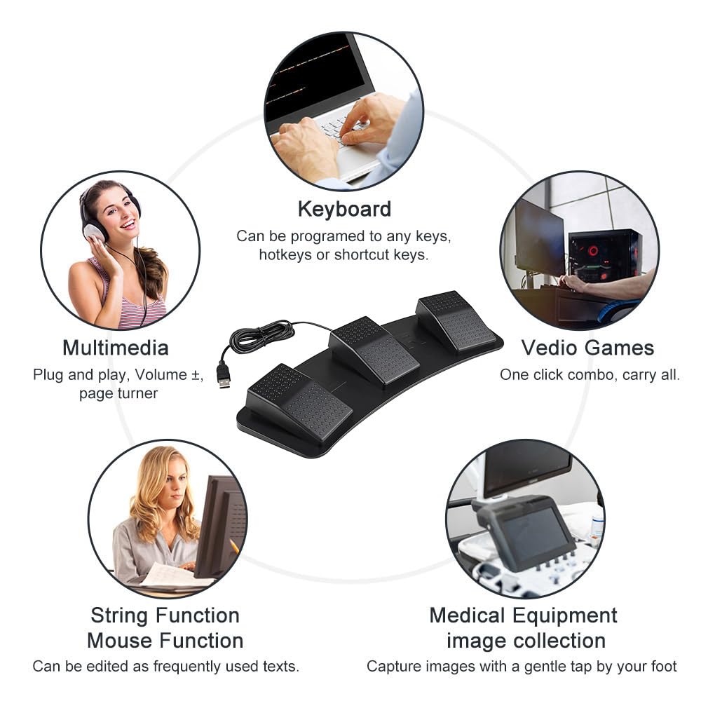 Snapklik.com : Foot Pedal PC Triple Foot Switch Programmable Keyboard ...