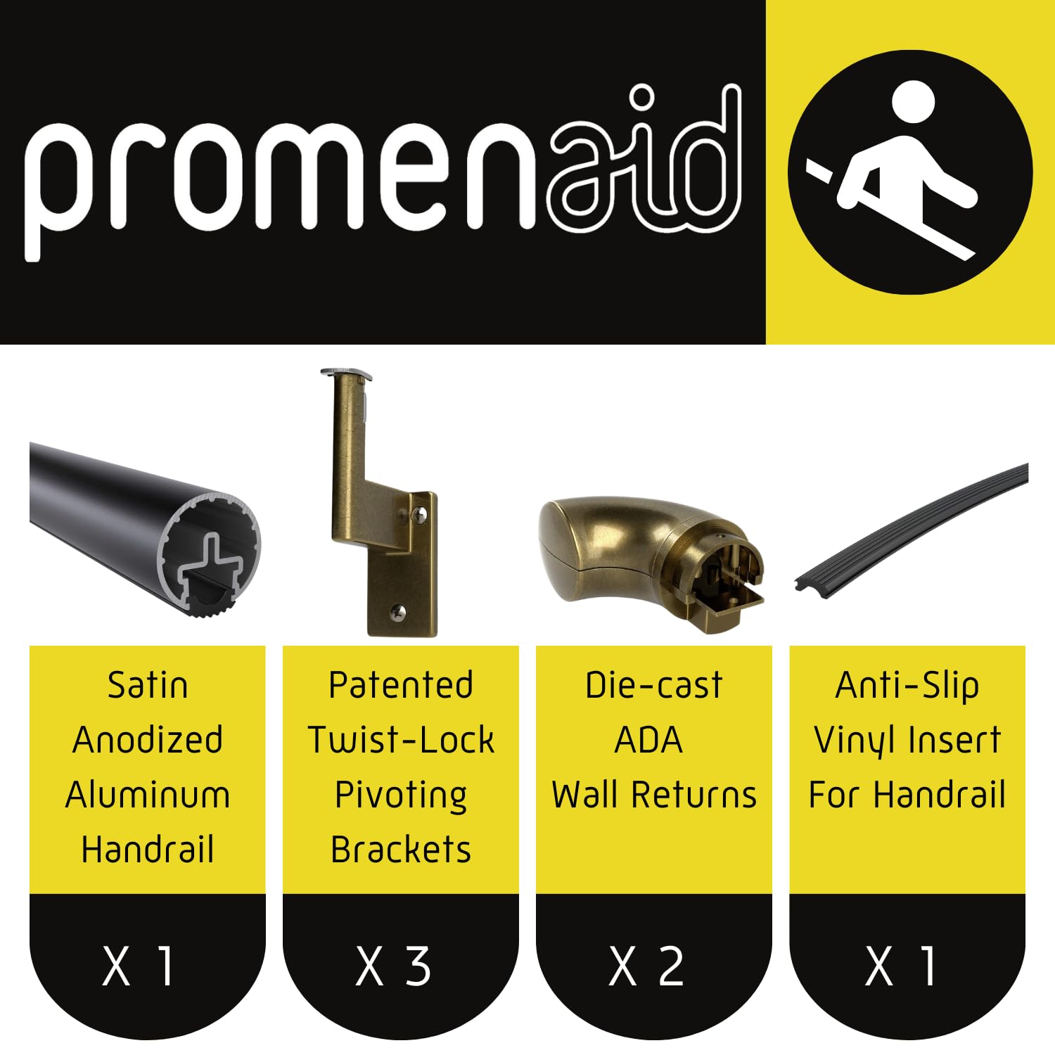 Snapklik.com : Promenaid 4 Ft Handrail Kit - Complete Indoor/Outdoor ...