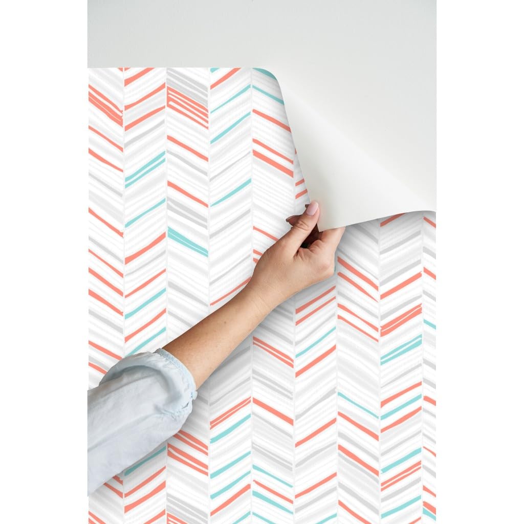 Mint And Coral Chevron Background