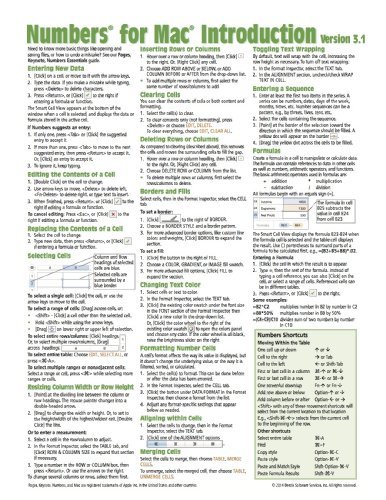 By Beezix Inc. Numbers for Mac Quick Reference Guide: Introduction (Cheat Sheet of Instructions ...