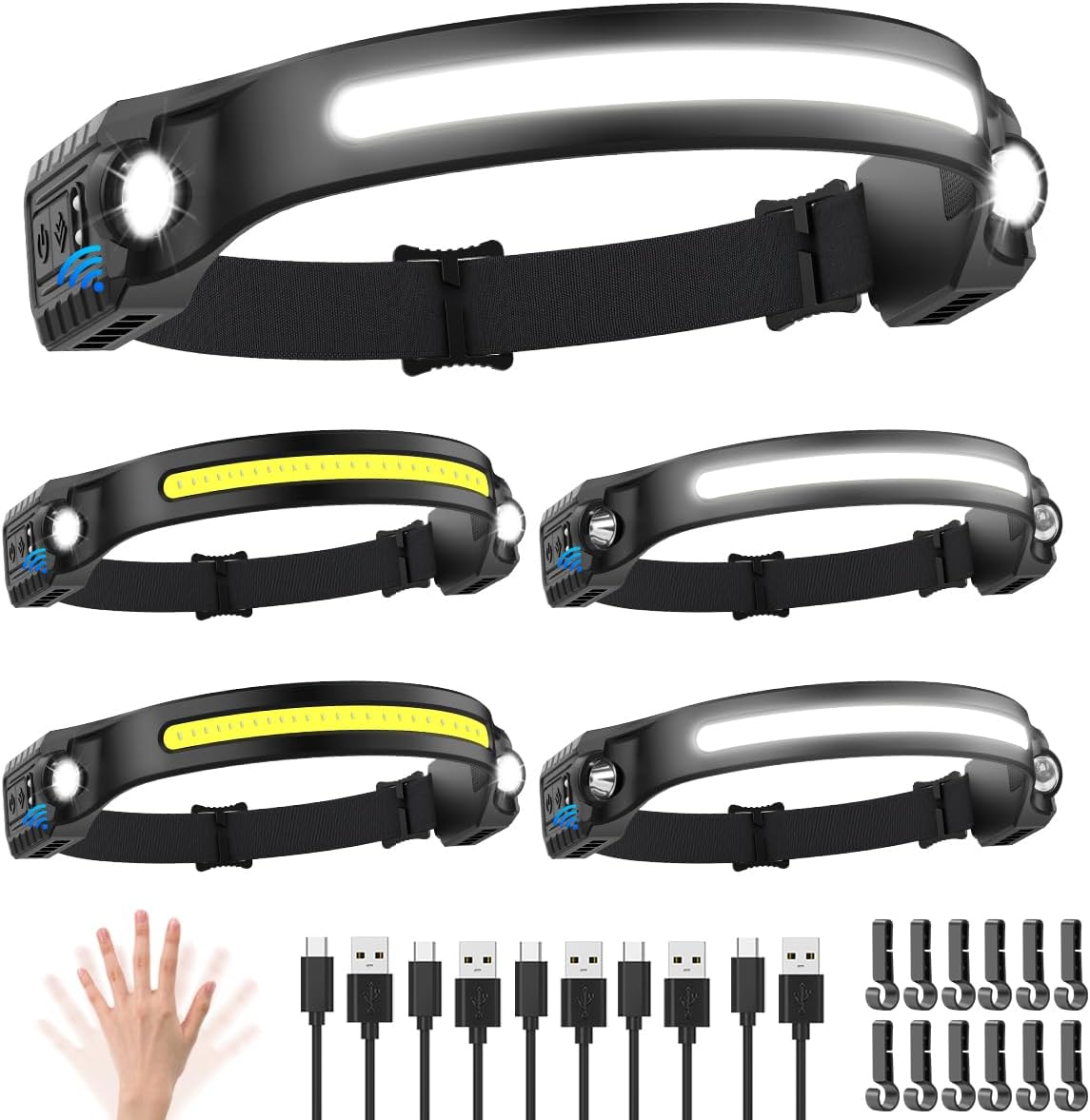 Amazon.com: Headlamp Rechargeable 5Pack, 230° Wide Beam Head Lamp with ...