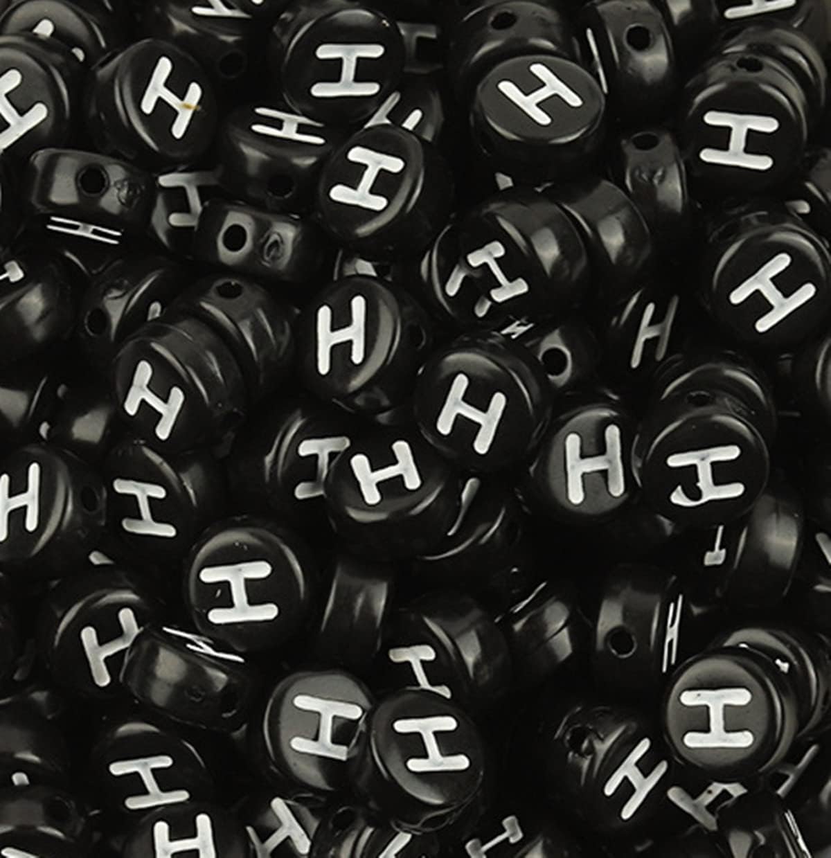 Amazon.com: 100 Pieces 4×7mm Black Round Acrylic Alphabet Letter Beads ...