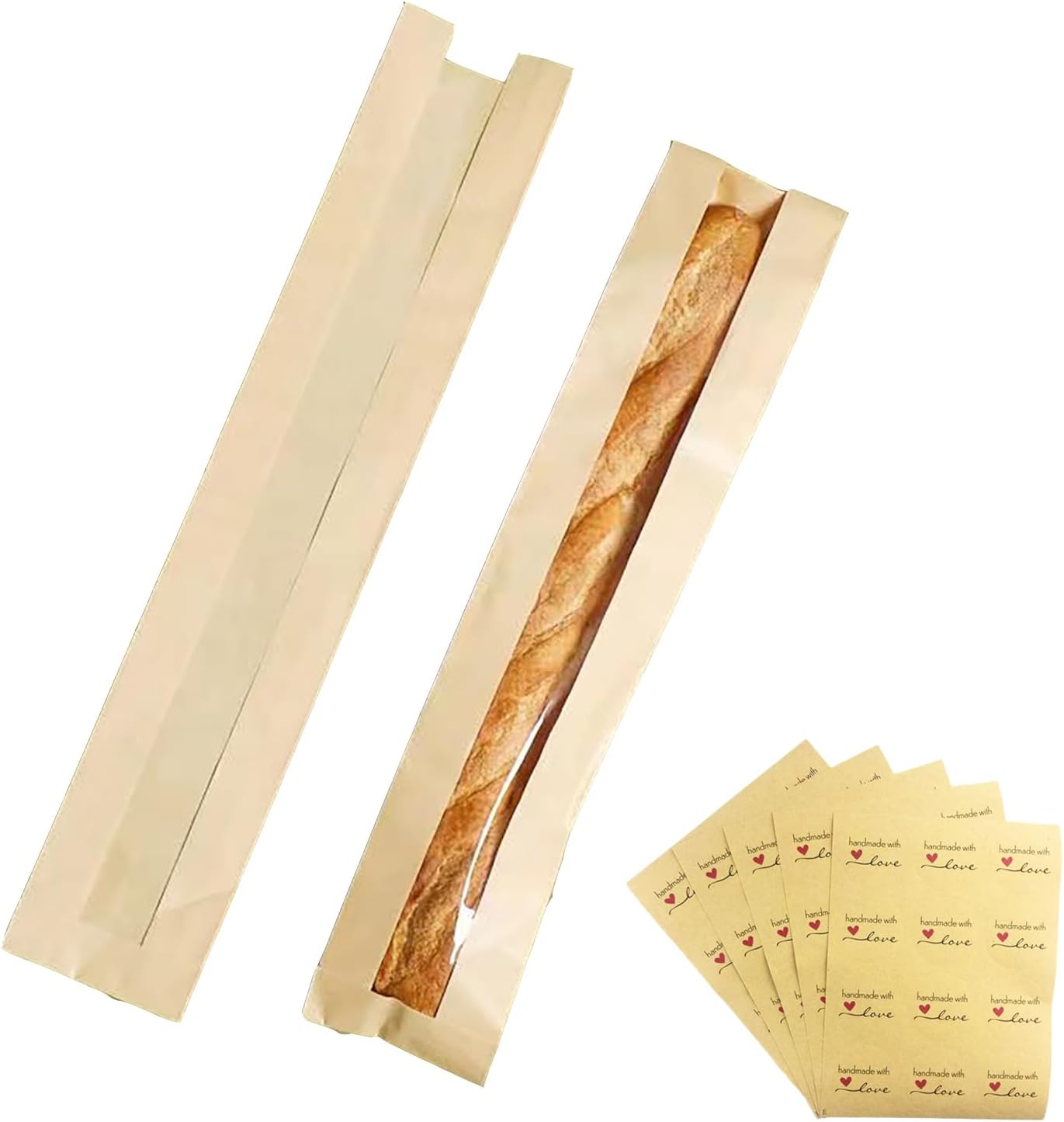 Amazon.com: Bewinnd 100 Pack Baguette Bags,Kraft Paper Bread Bags for ...