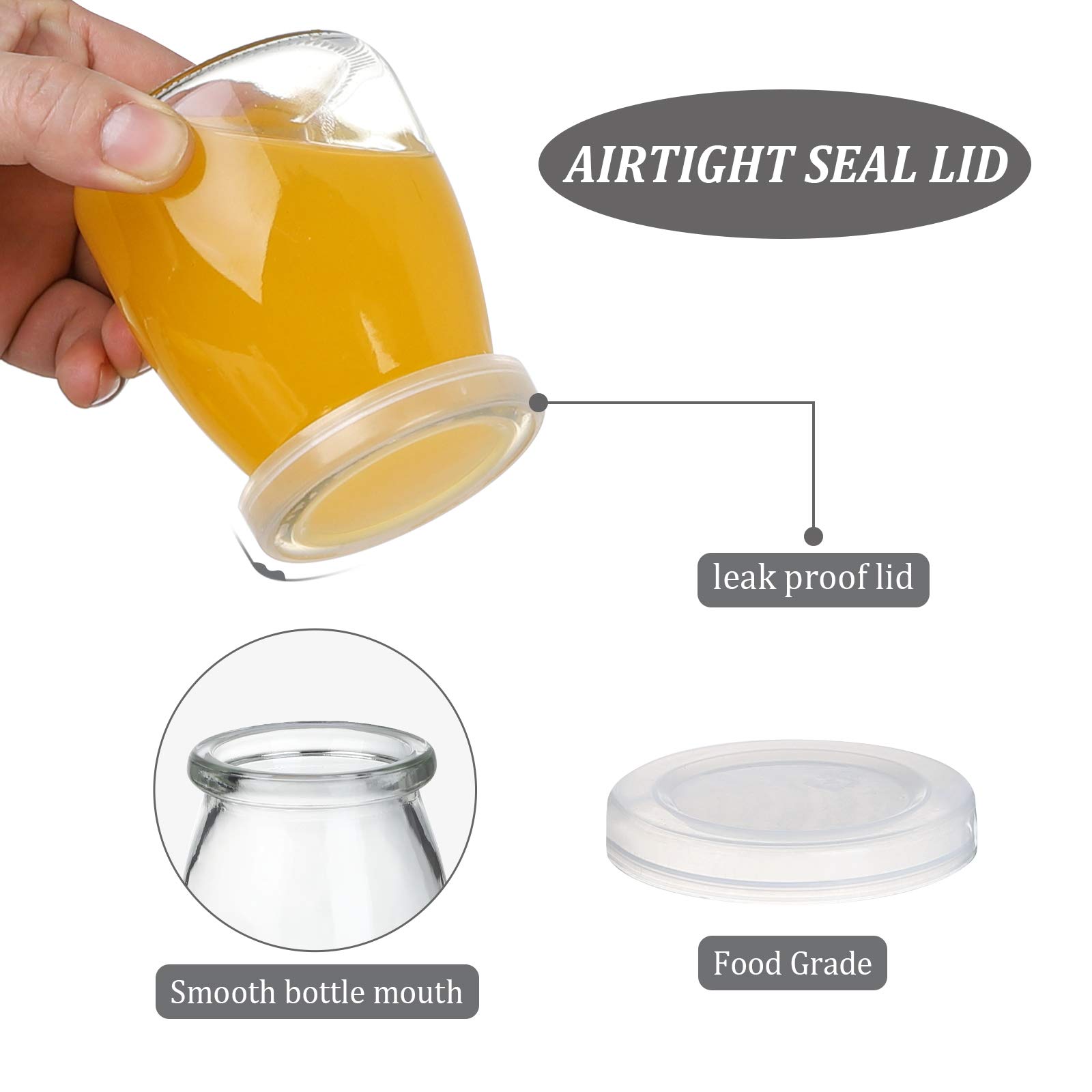 40 Pack 6.7 oz Clear Glass Jars With PE Lids,Glass Yogurt Container ...