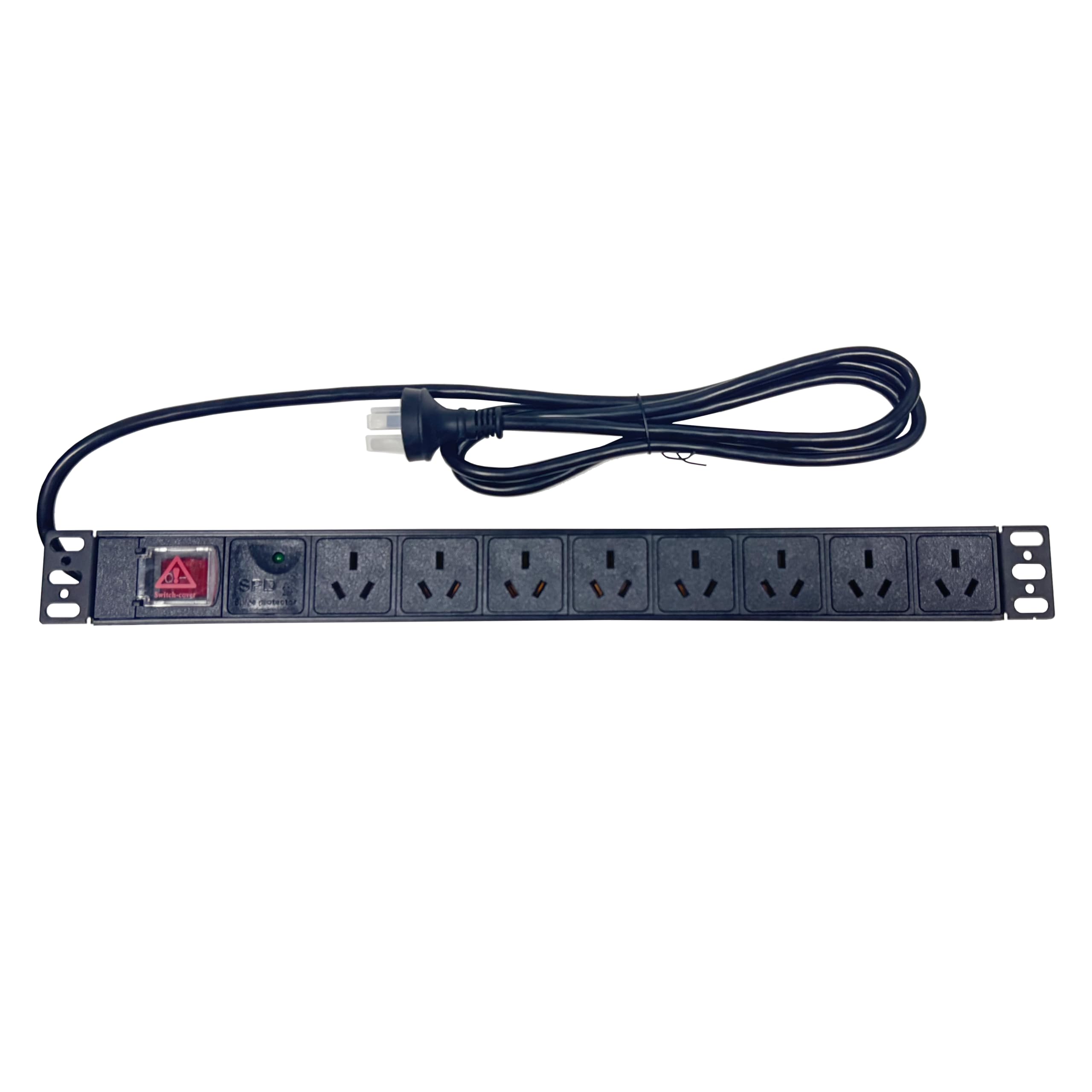 19" 1U Rack Mount PDU with surge Power Strips 8 Way 10A 6FT Wall Mount ...