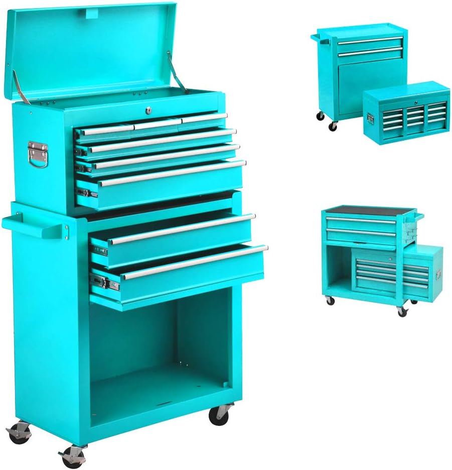 Big Rolling Tool Chest, 8-Drawer Big Tool box with Wheels Tool Cabinet ...