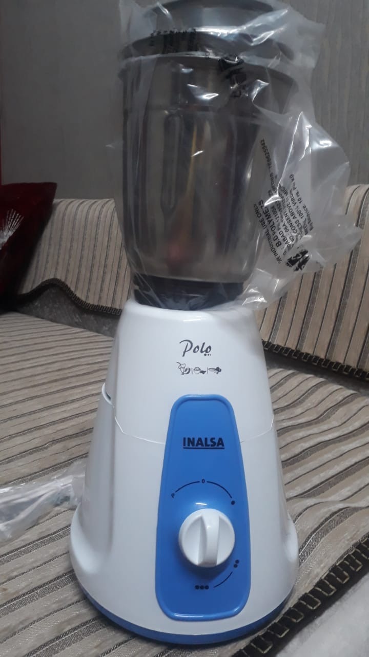 Buy Inalsa Polo 550W Mixer Grinder with 3 Jars, White/Blue Online at ...