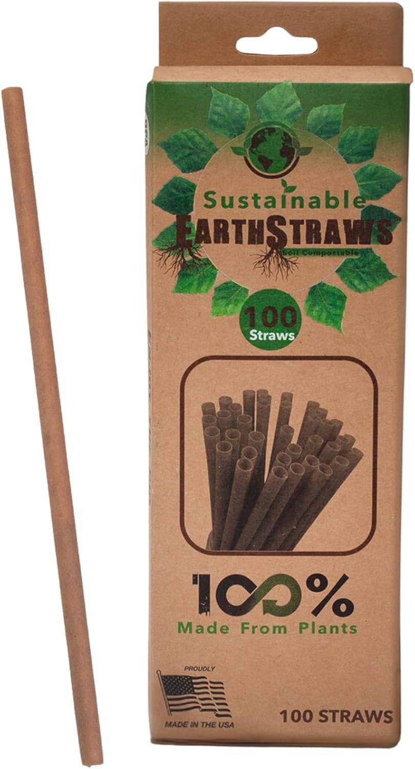 Amazon.com: The Earth Straws 8" Disposable Straws – 100% Plant Based ...