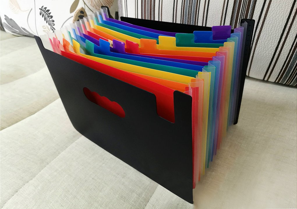Snapklik.com : 12 Pockets Colored Accordion Expanding File Foler w/Top ...