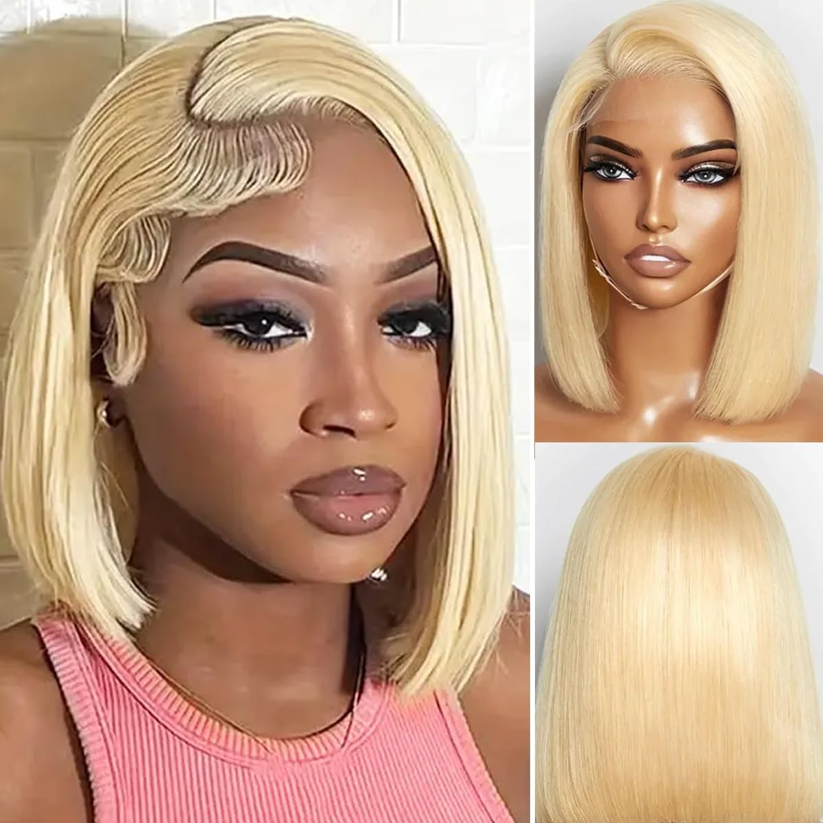 Amazon.com : CIYOO 1B/30 Ombre Highlight Bob Wig Human Hair 14 inch ...