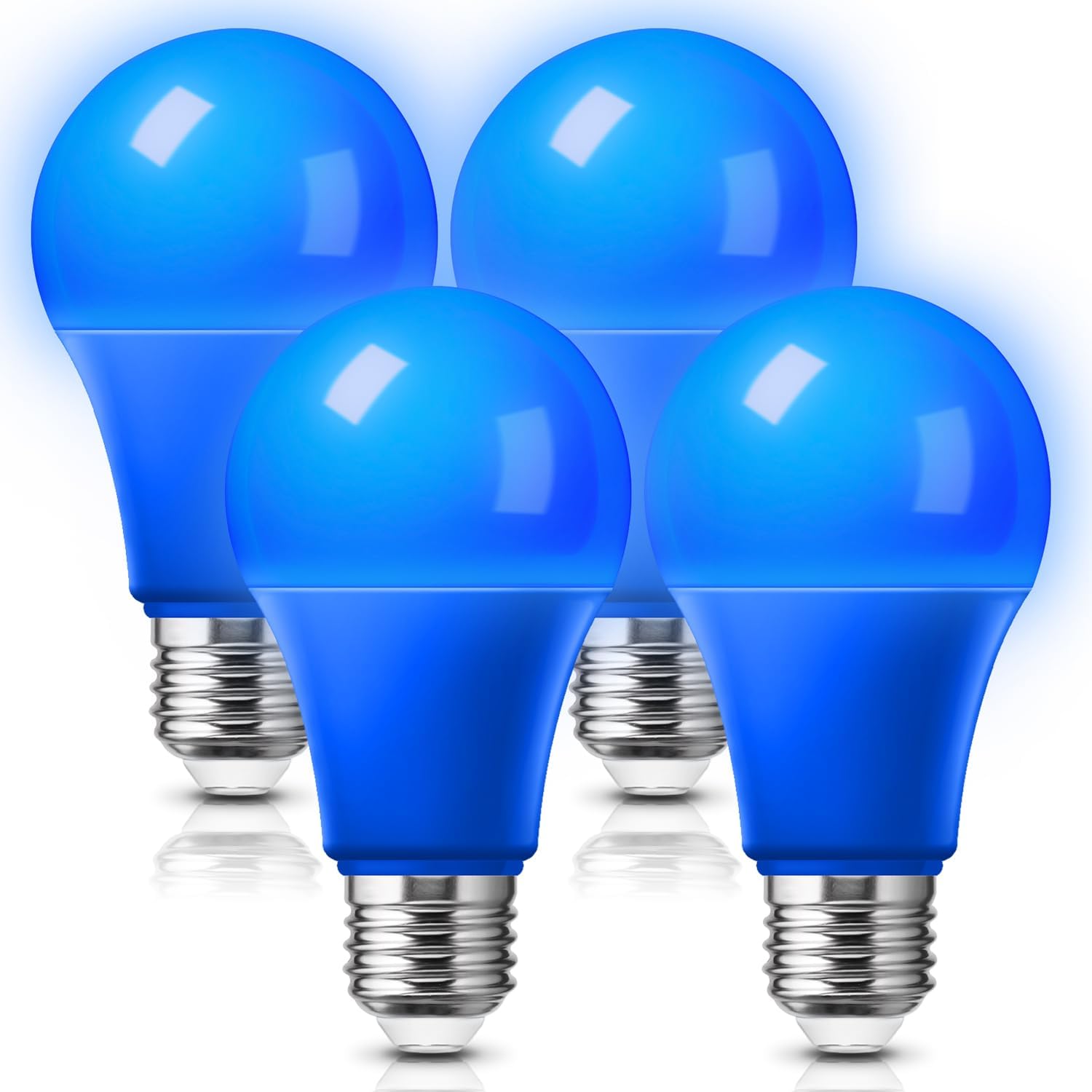 KINDEEP Blue LED Bulbs, 4 Pack, 9W Equivalent 60W, A19, Blue Color, E26 ...